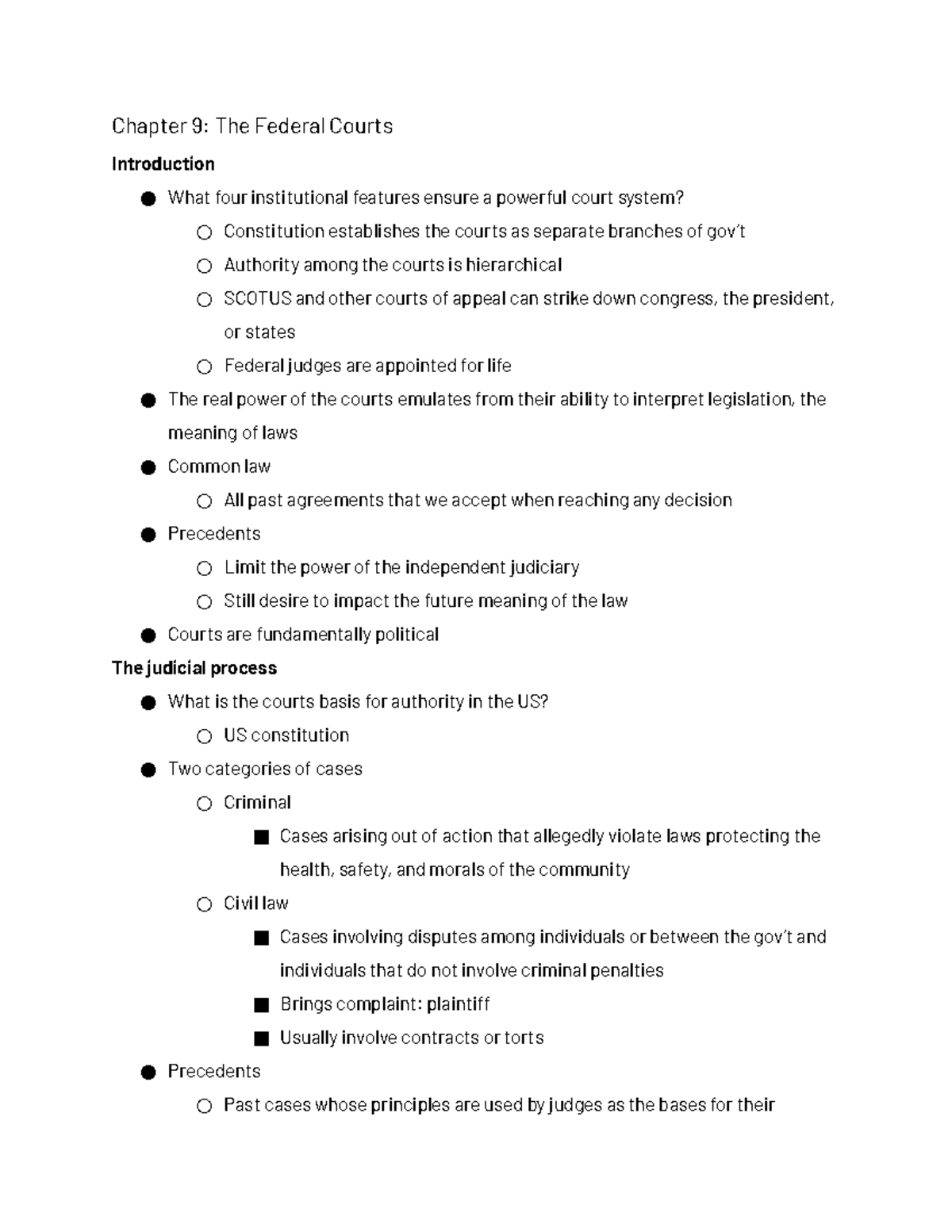Federal Courts 9 - Chapter 9: The Federal Courts Introduction What four ...