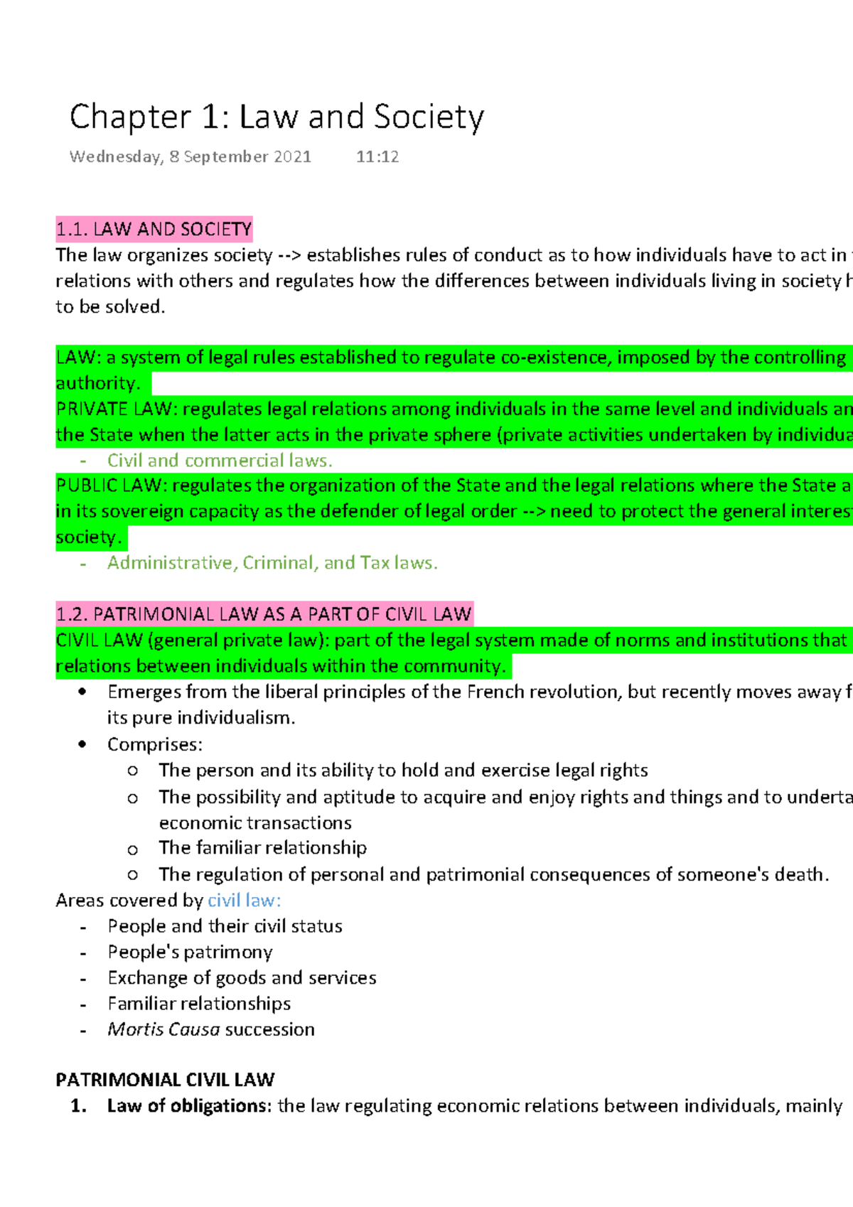 Chapter 1 Law and Society Apuntes - 1. LAW AND SOCIETY The law ...