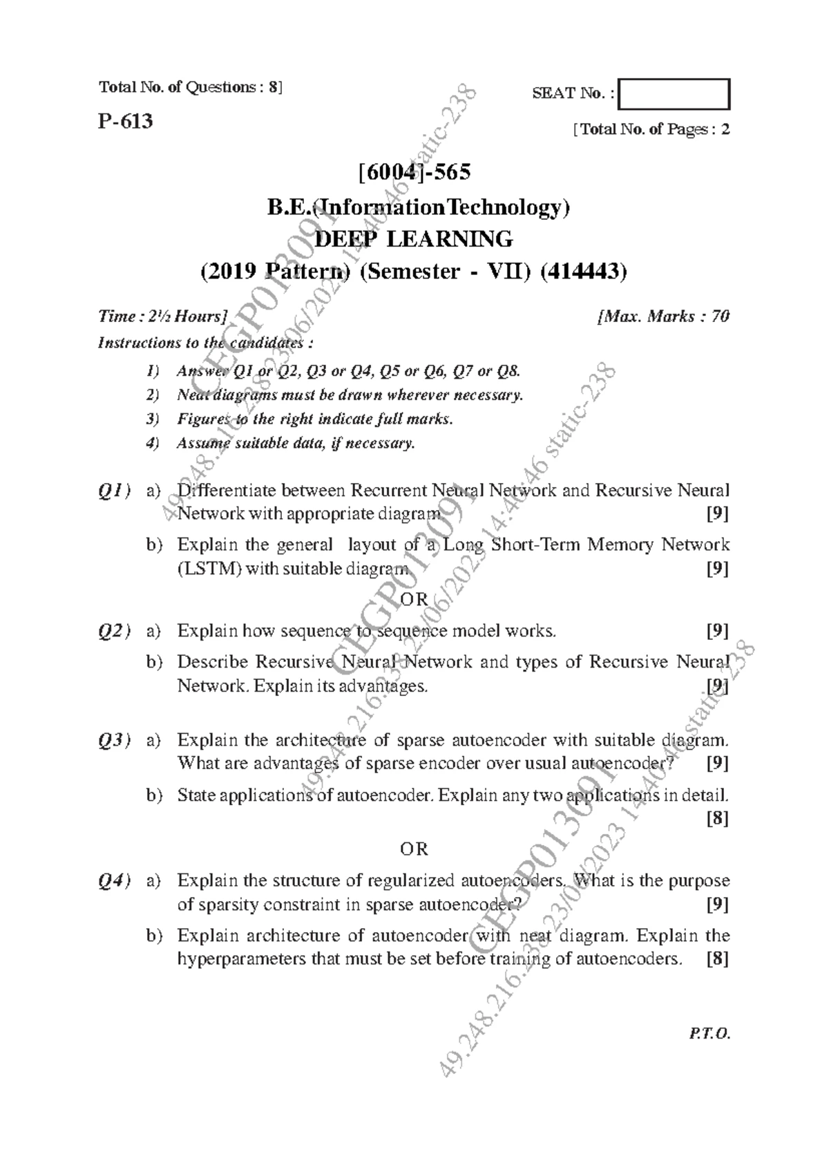 Nov Dec 2023 - SPPU B.E Engineering (IT) Question Paper - Total No. of ...