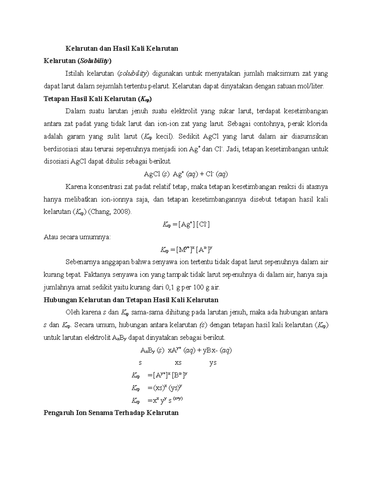 Kelarutan dan Hasil Kali Kelarutan - Kelarutan dan Hasil Kali Kelarutan ...