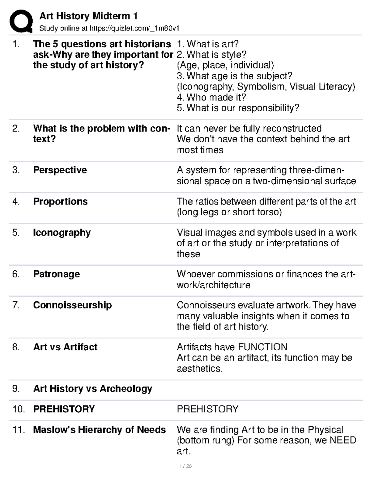 Art history Midterm 1 - Study Questions - Study online at quizlet/_1m80v The 5 questions art ...