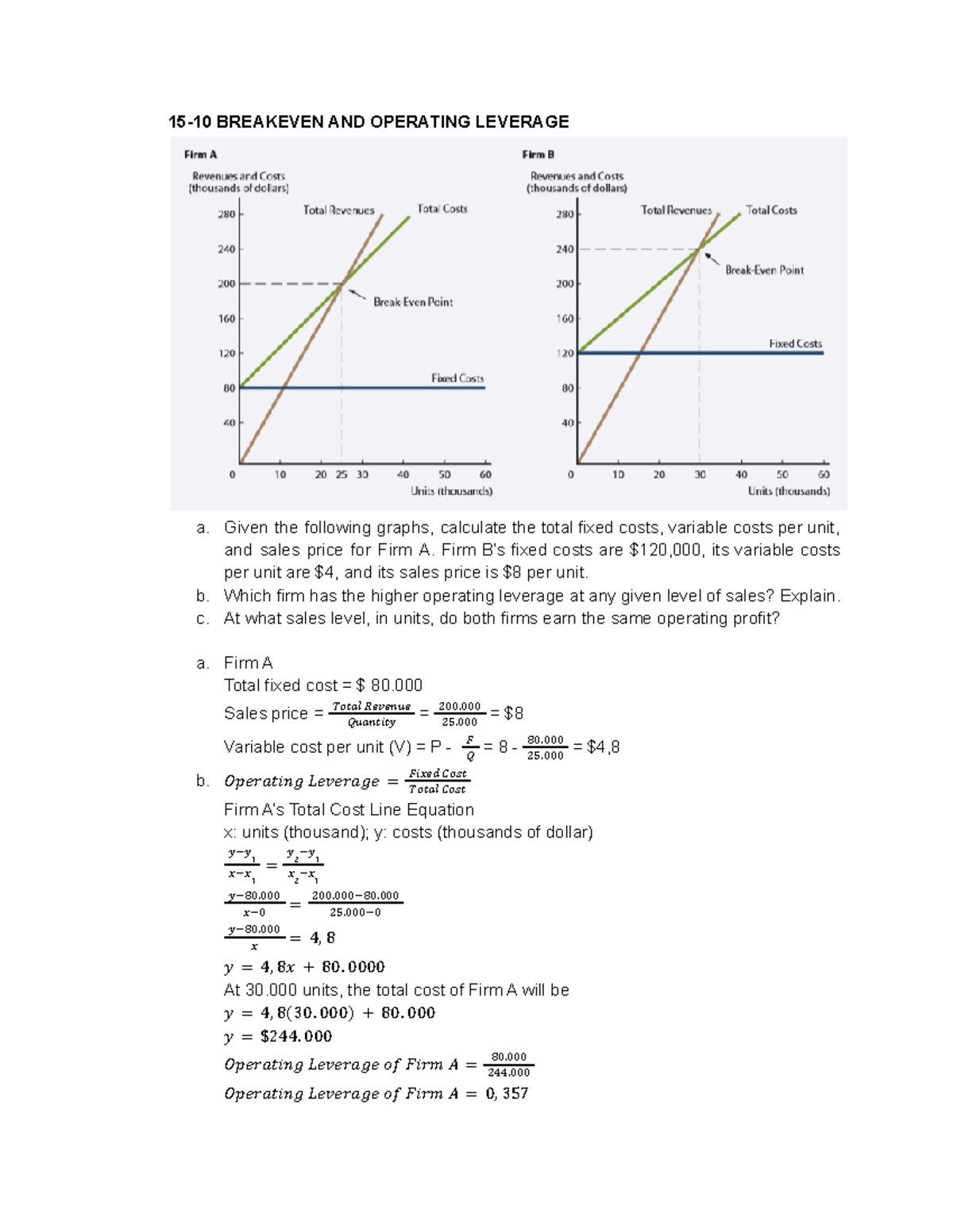 15-10n15-11 - Capital Structure and Leverage - 15-10 BREAKEVEN AND ...