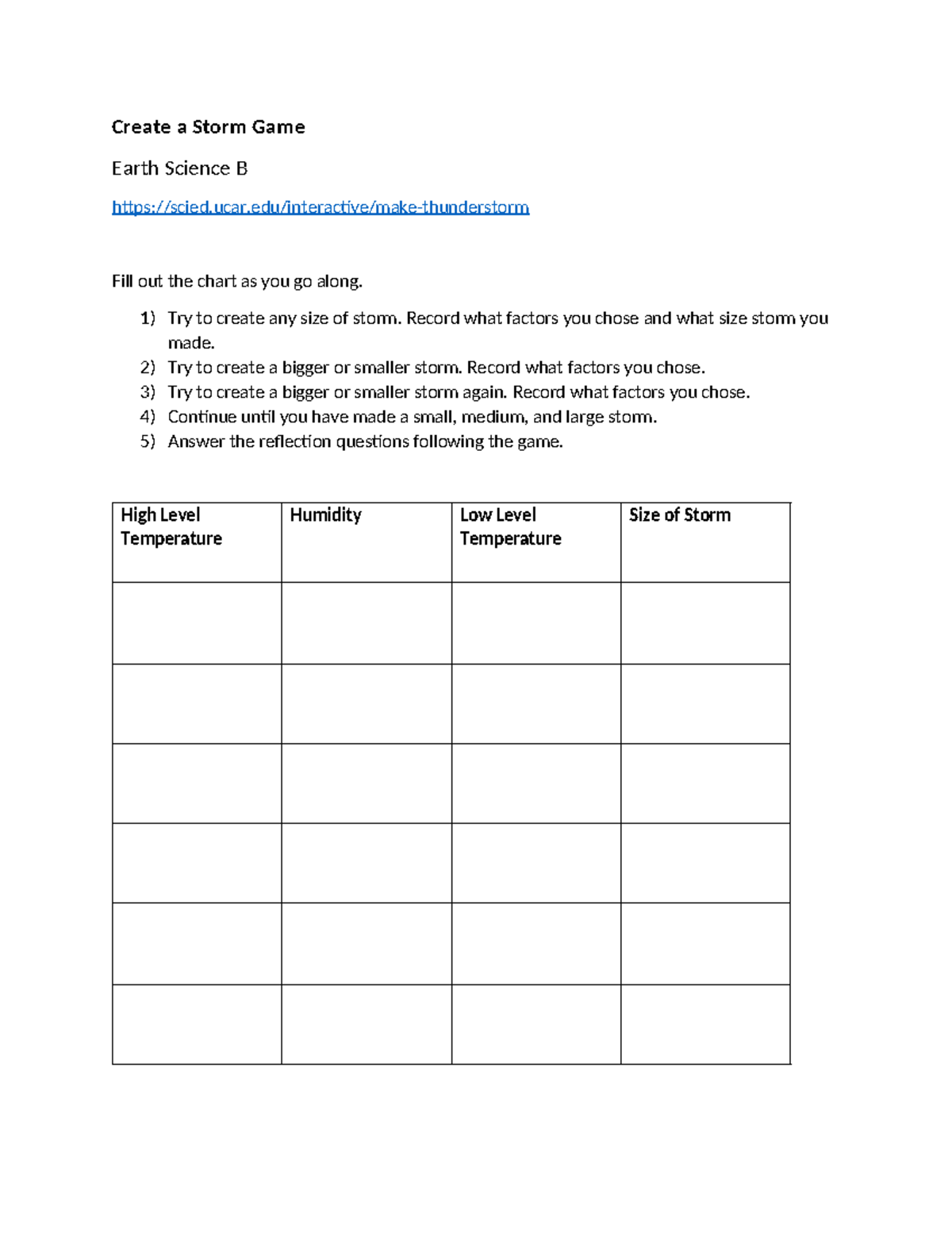 Create a Storm Game - Environmental Science/Earth Science Game - Create ...