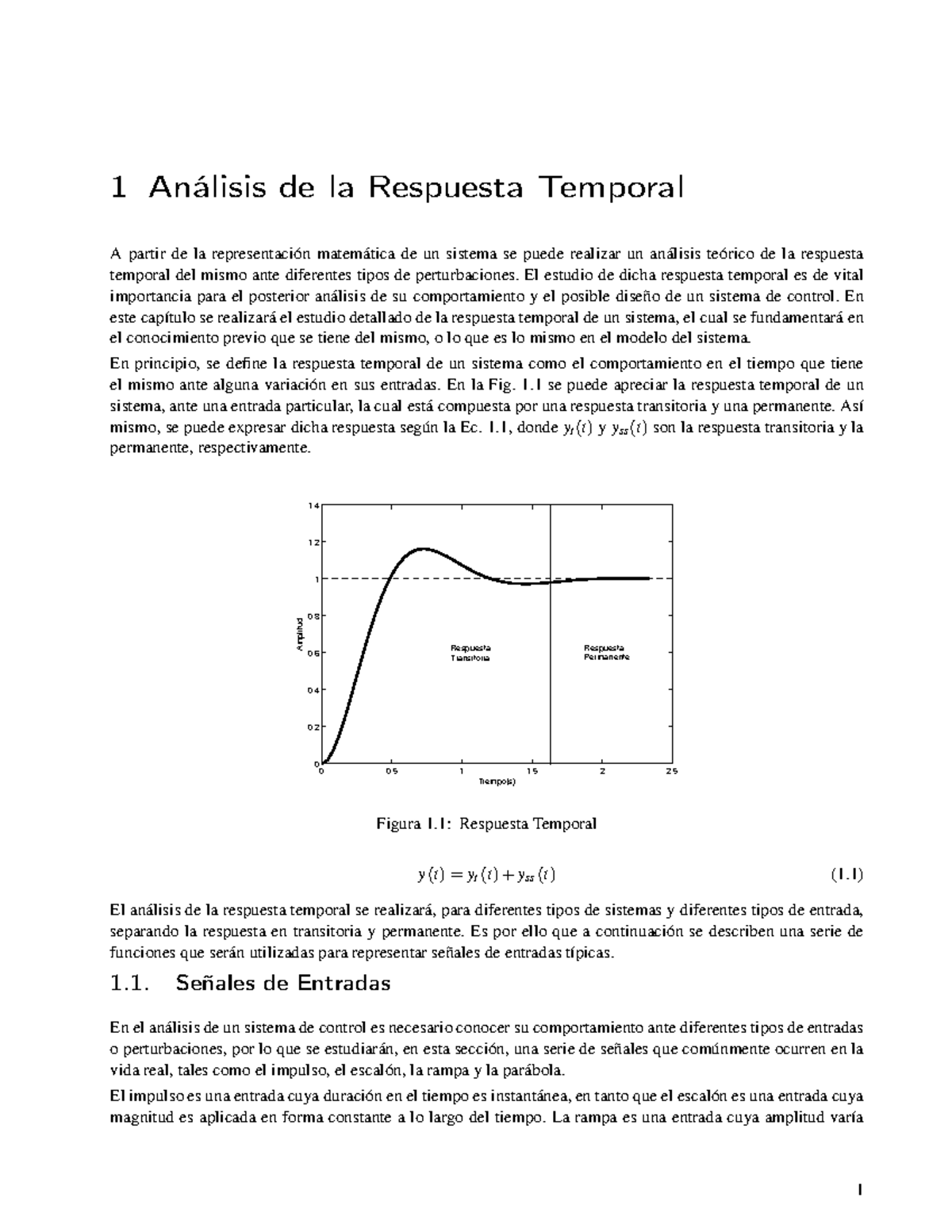 PS-4313 Respuesta Temporal - 1 Análisis de la Respuesta Temporal A ...