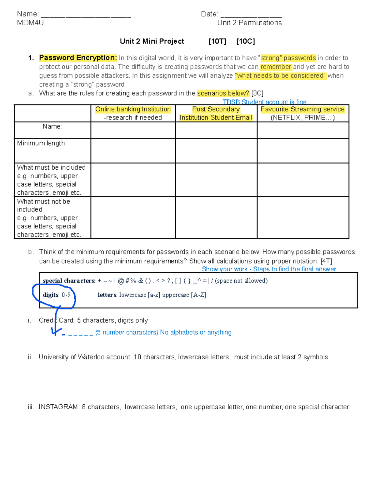 Unit 2 mini project Assignment Ms. Lee Annotated - Name: ______________________ Date: - Studocu