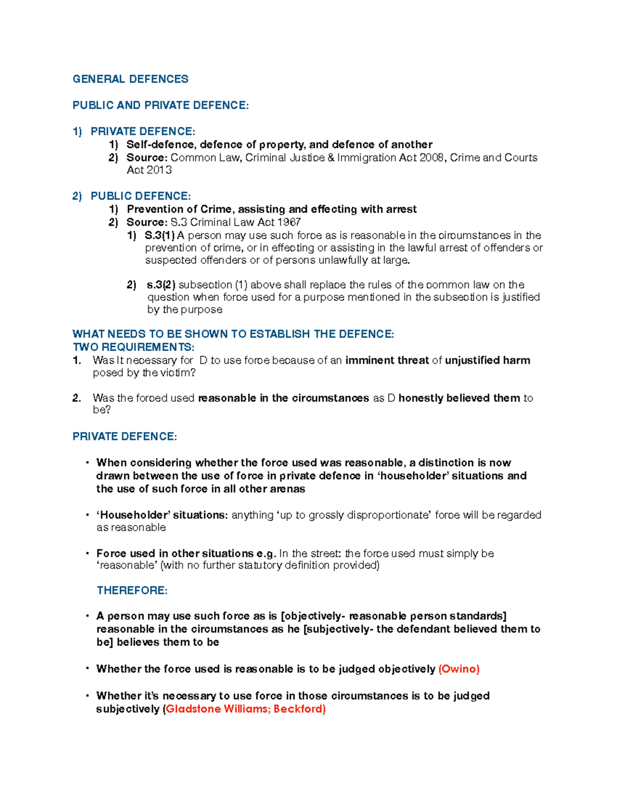 General Defences Complete - GENERAL DEFENCES PUBLIC AND PRIVATE DEFENCE ...