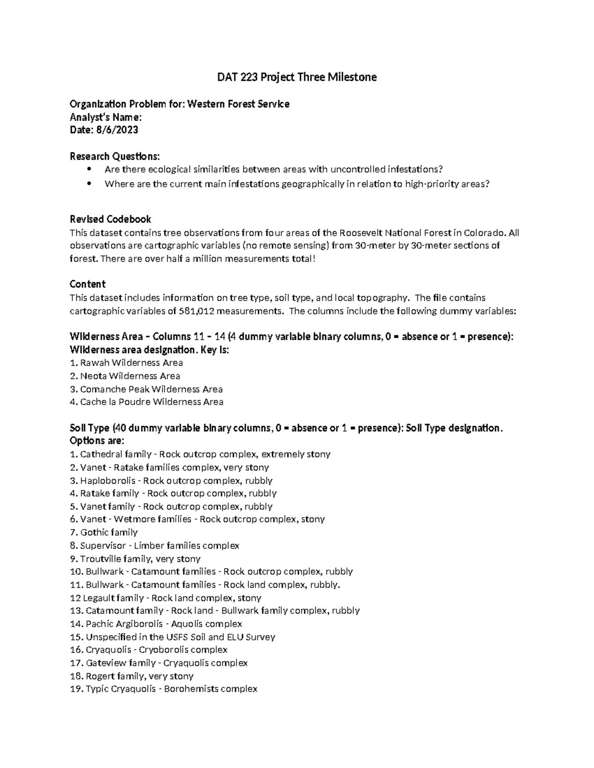 DAT 223 Project Three Milestone - DAT 223 Project Three Milestone ...