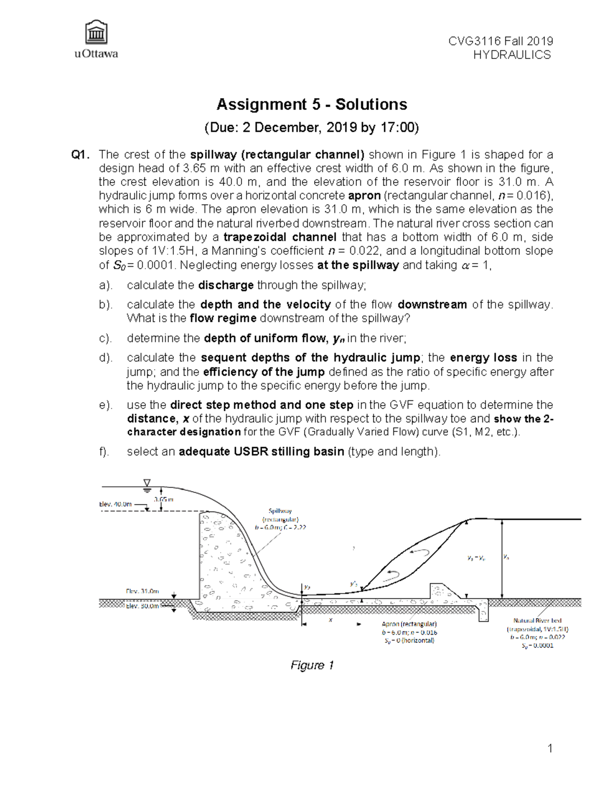 CVG3116 Assignment 5 F2019 - Solutions - CVG3116 - uOttawa - Studocu