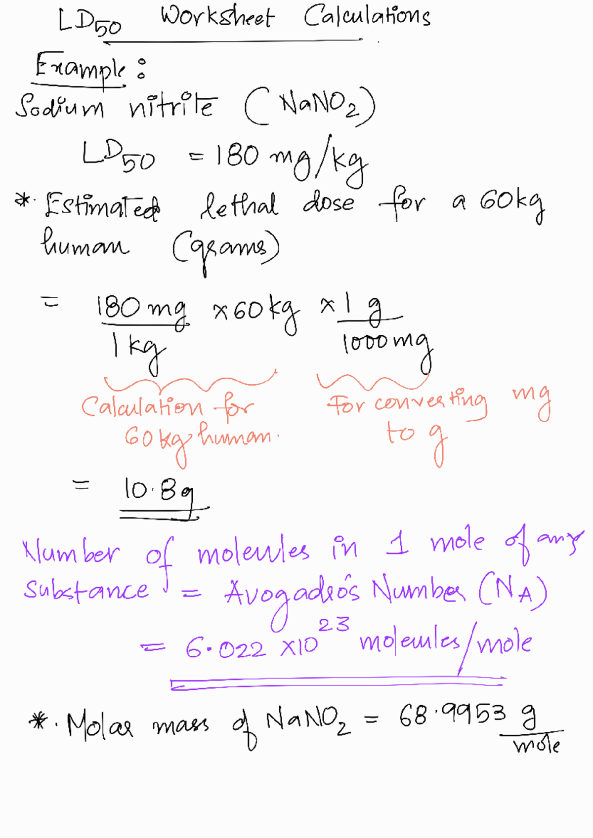 Part 2 Calculations - .kjhkjhkjhkhj - LD50 Worksheet Calculations ...