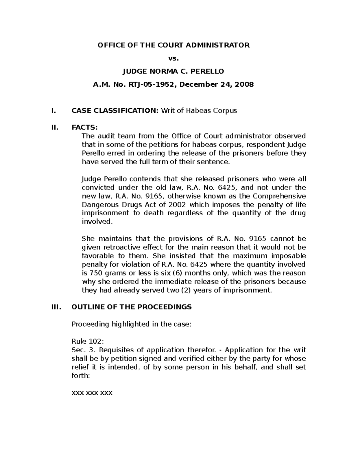 OCAF-v-Perello - Law - OFFICE OF THE COURT ADMINISTRATOR vs. JUDGE ...
