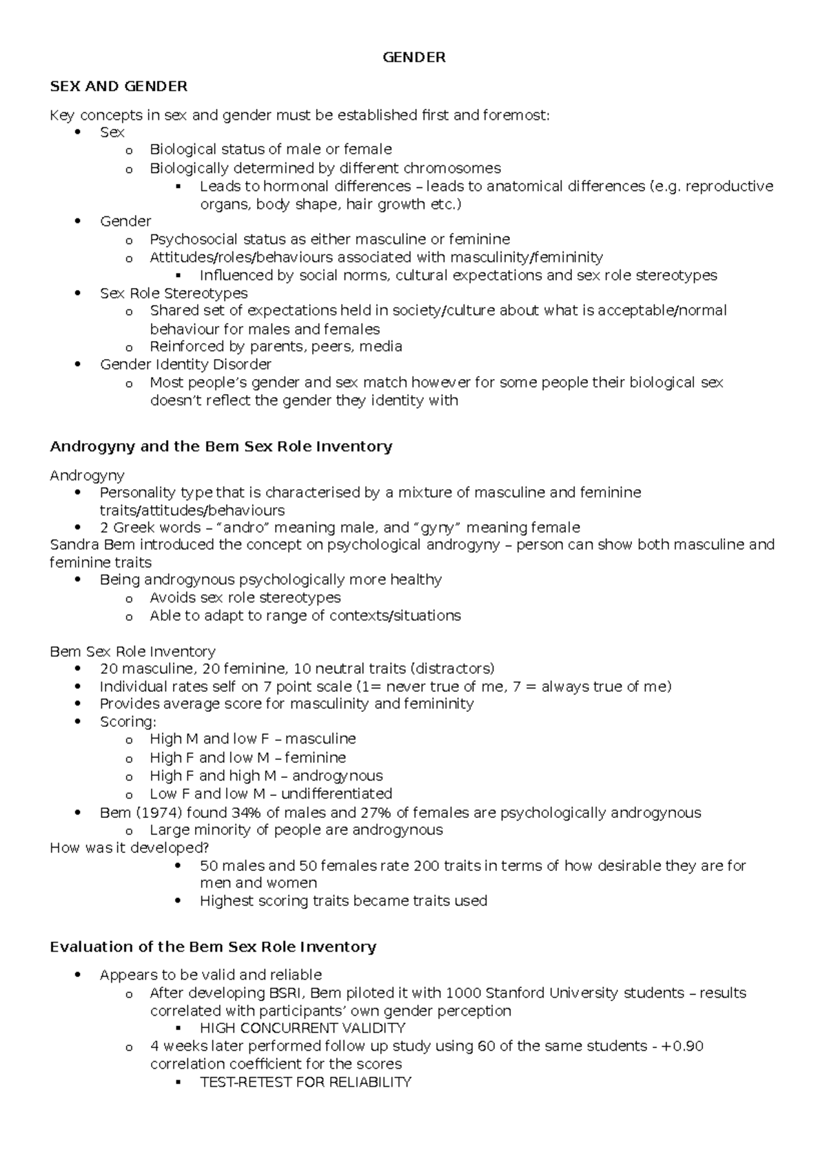 Gender - in depth notes on this topic from the module content - DD102 ...