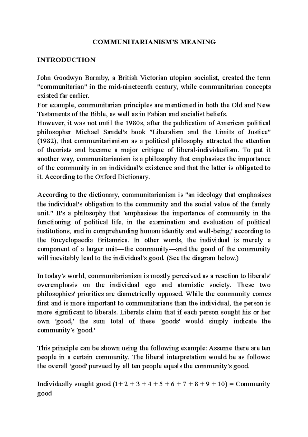 Communitarianism'S Meaning - COMMUNITARIANISM'S MEANING INTRODUCTION ...