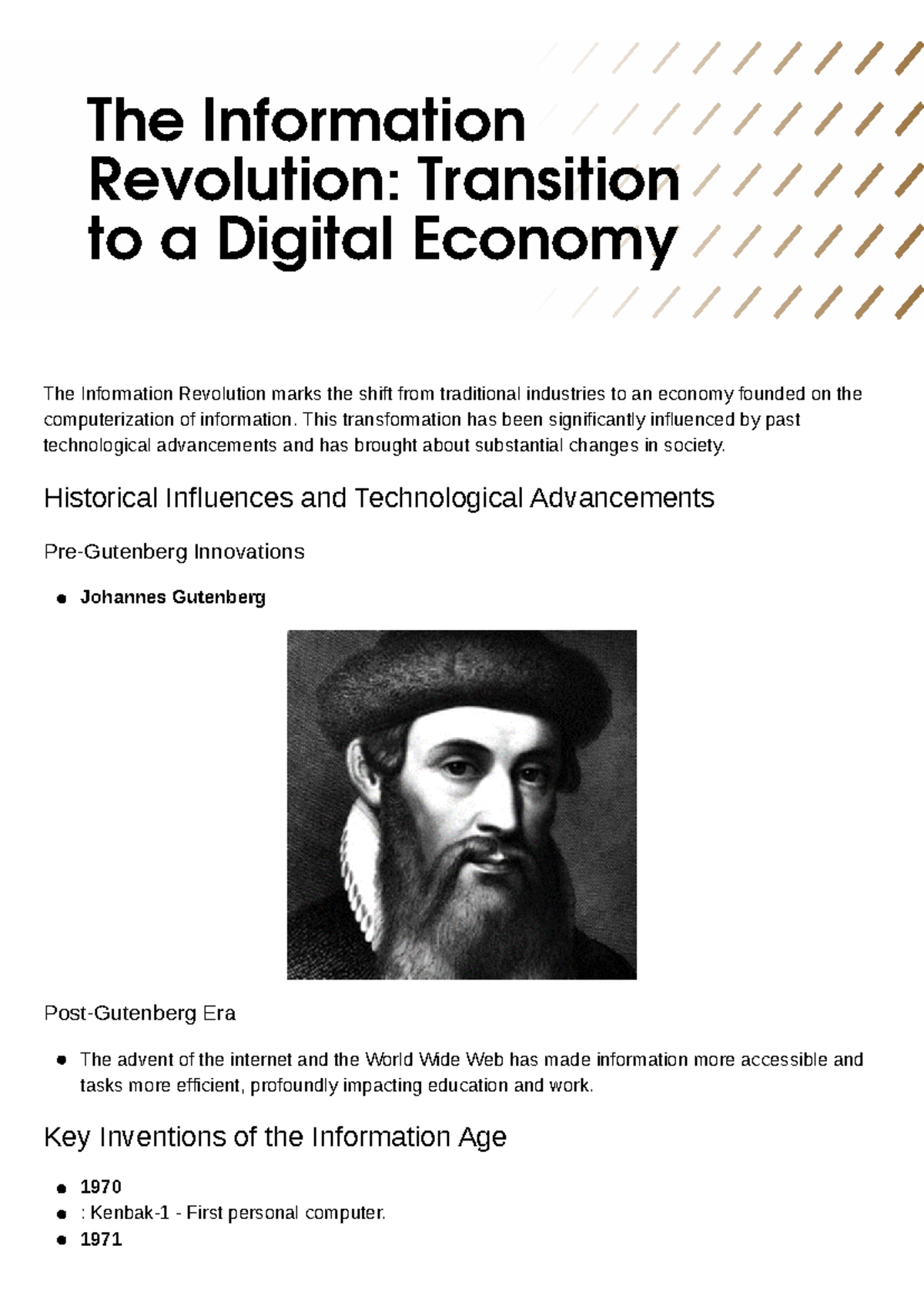 The Information Revolution Transition to a Digital Economy - The ...