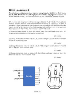EE 2000 Tut 05 solution - EE 2000 Logic Circuit Design Semester A 2021/ Tutorial 5 1. What are ...