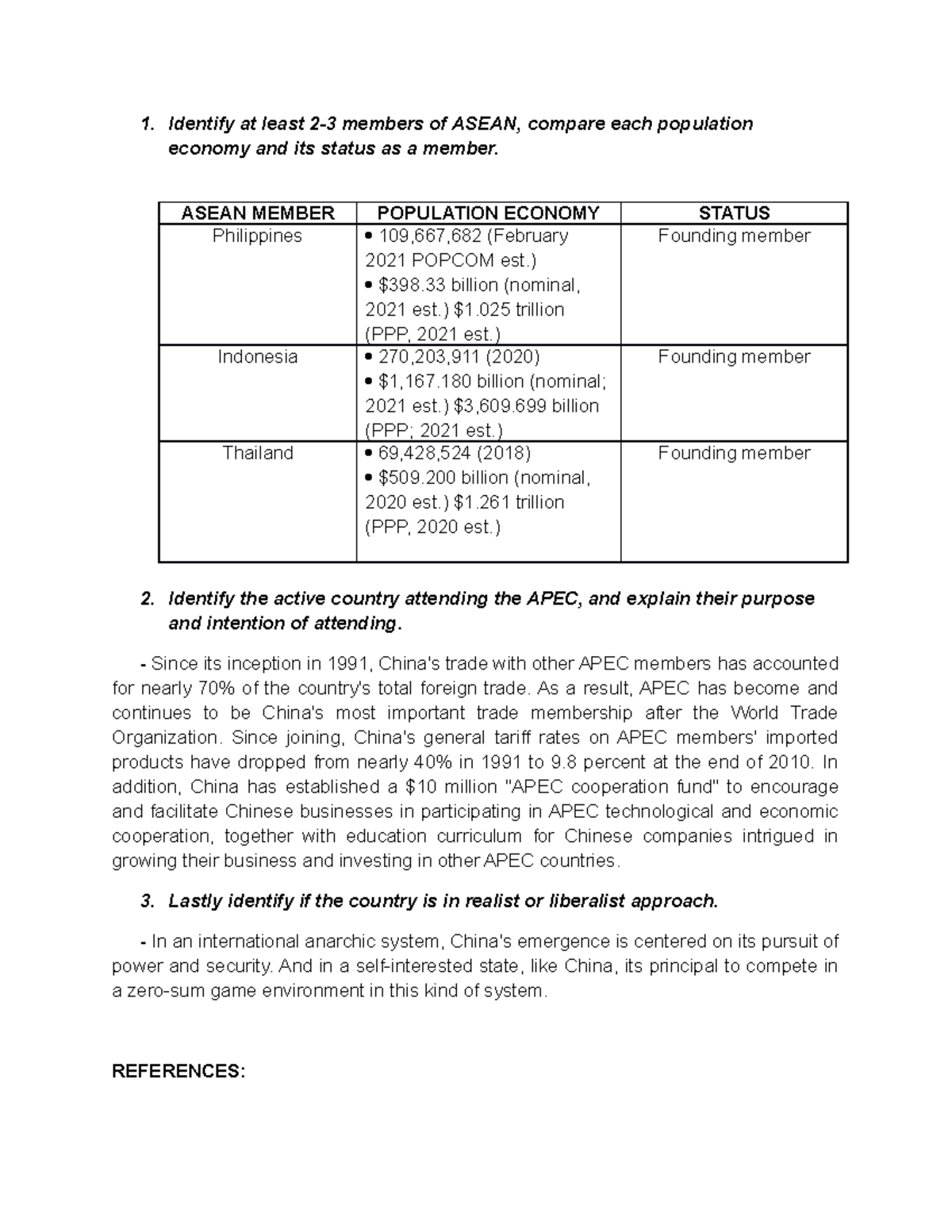 TCWD activity - ihdfcbjhhf - 1. Identify at least 2-3 members of ASEAN ...