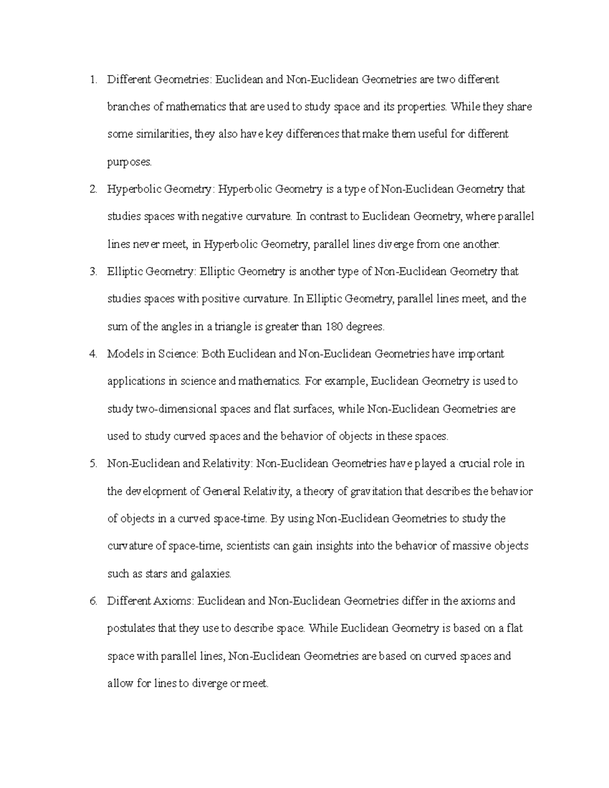 Euclidean And Non-Euclidean Geometry Notes Part 3 - Different ...