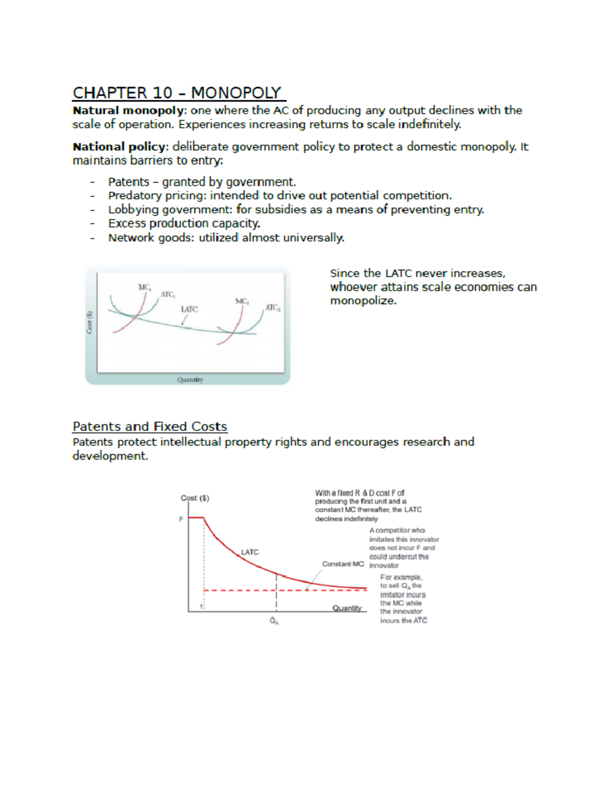 Chapter 10 - Introduction to Monoplies - ECON 201 - Studocu