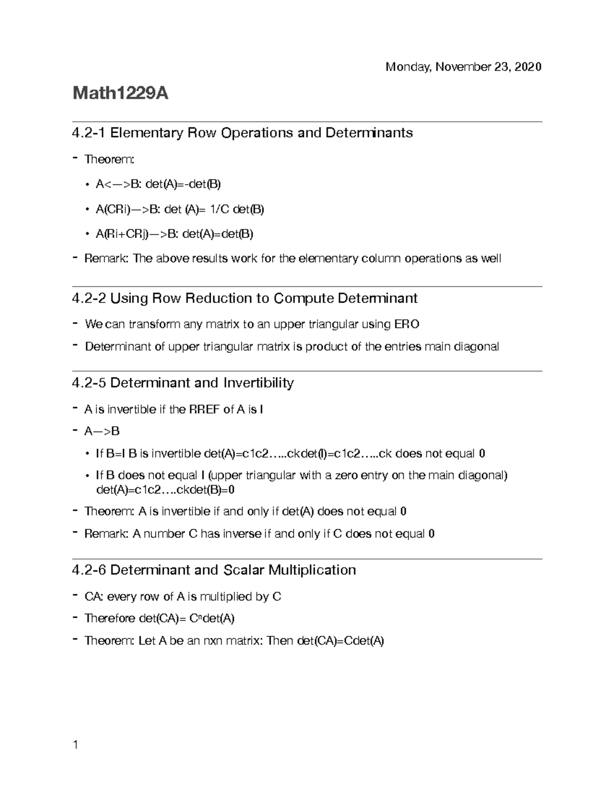 Math1229A Week 12 Notes PDF Monday November 23 2020 Math1229A 4 1