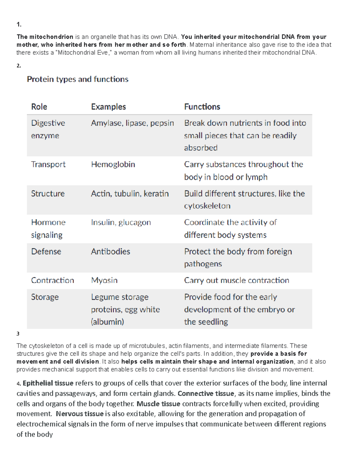 Ms Amizol- Cell and Tissues - 1. The mitochondrion is an organelle that ...