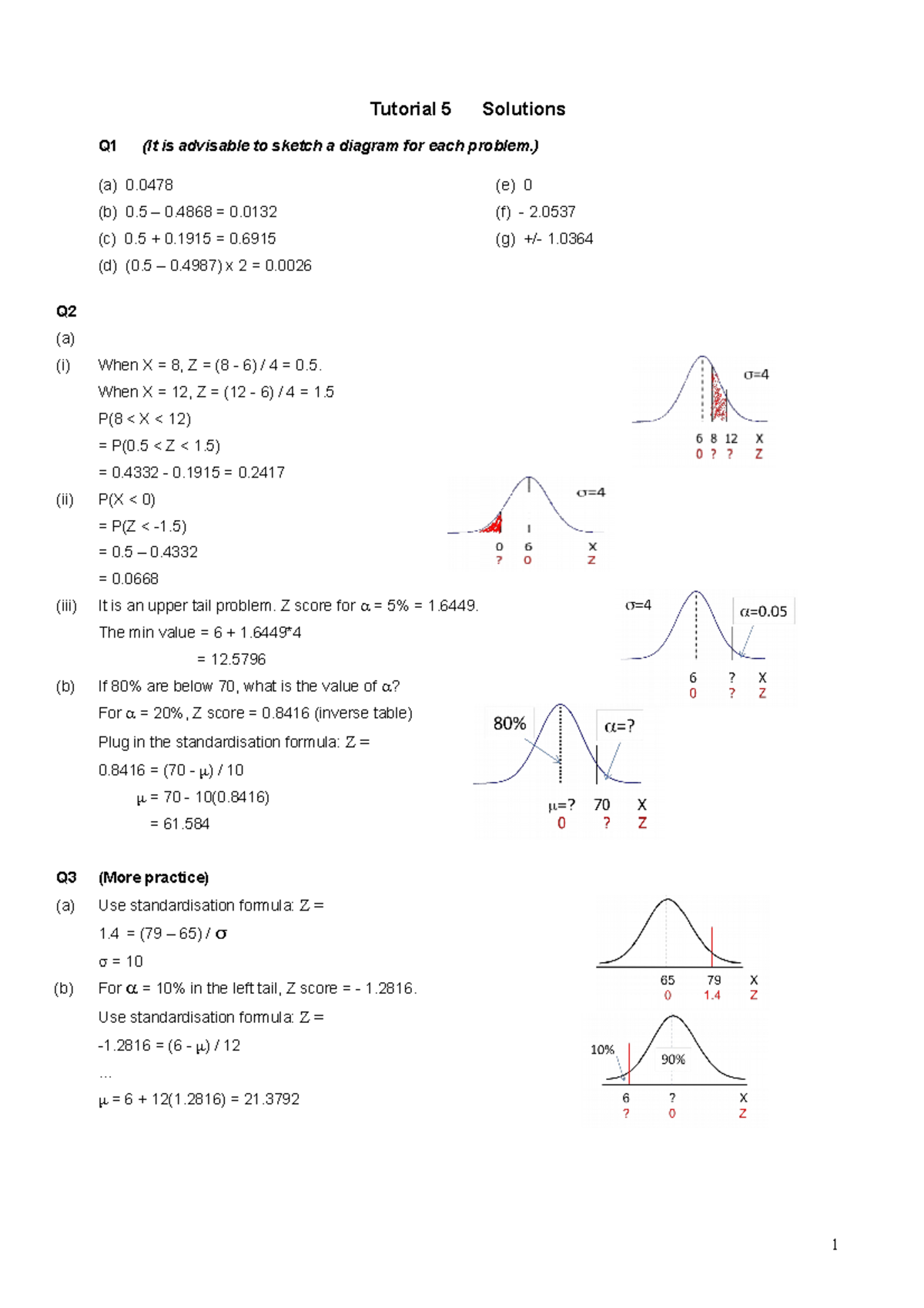 Tute 5 Full Solutions - Tutorial 5Solutions Q1 (It is advisable to ...