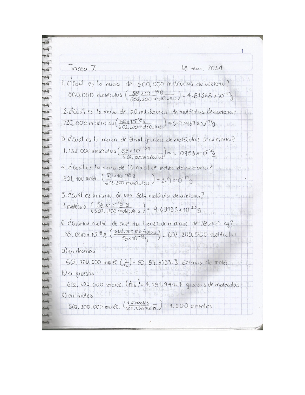 T7. Mol y masa molar - Quimica general I - Studocu