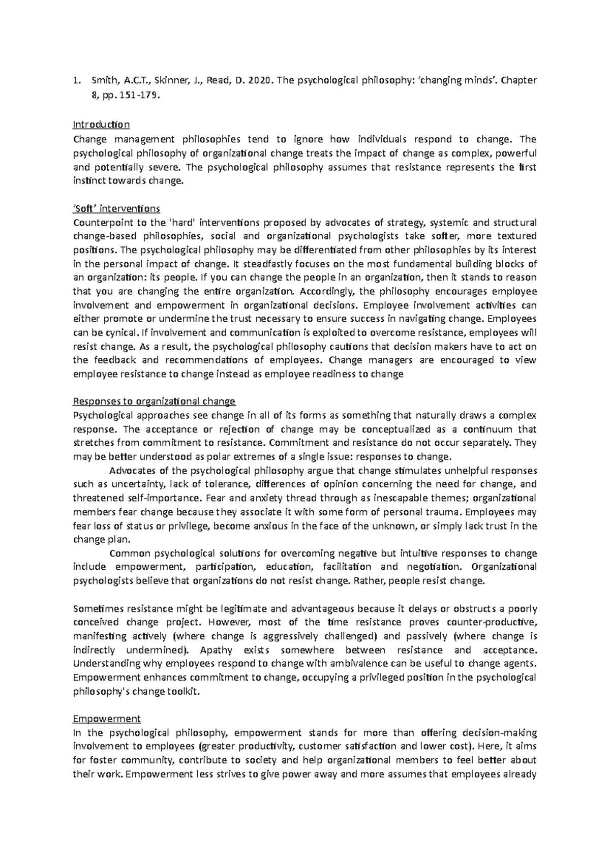 Smith et al. 2020 Chapter 8 - Smith, A.C., Skinner, J., Read, D. 2020 ...