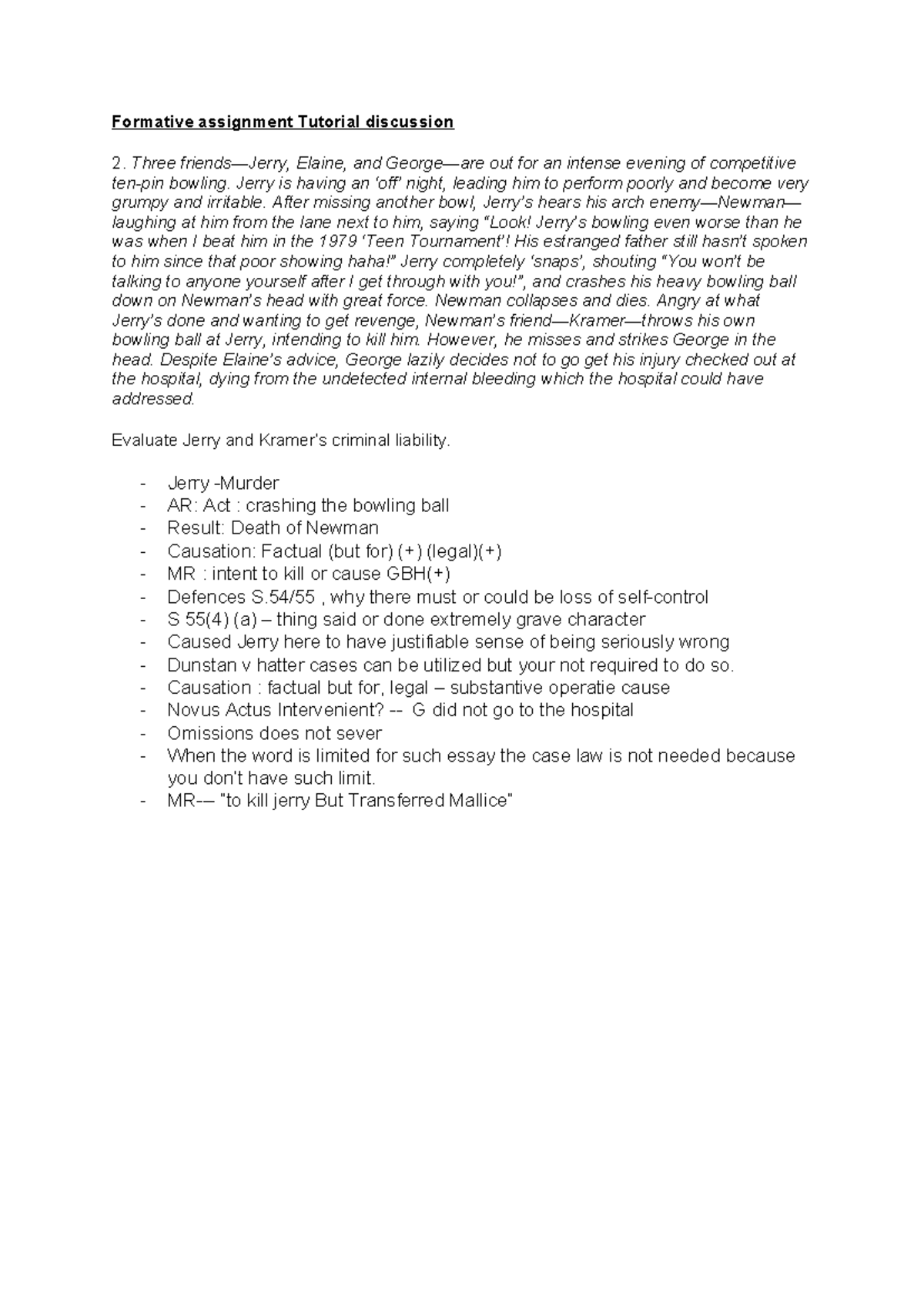 Tutorial for discussion in Formative assignment - Formative assignment ...