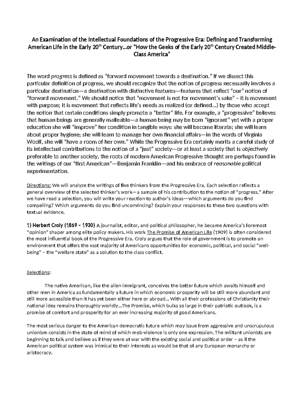 An Examination of the Intellectual Foundations of the Progressive Era-4 ...