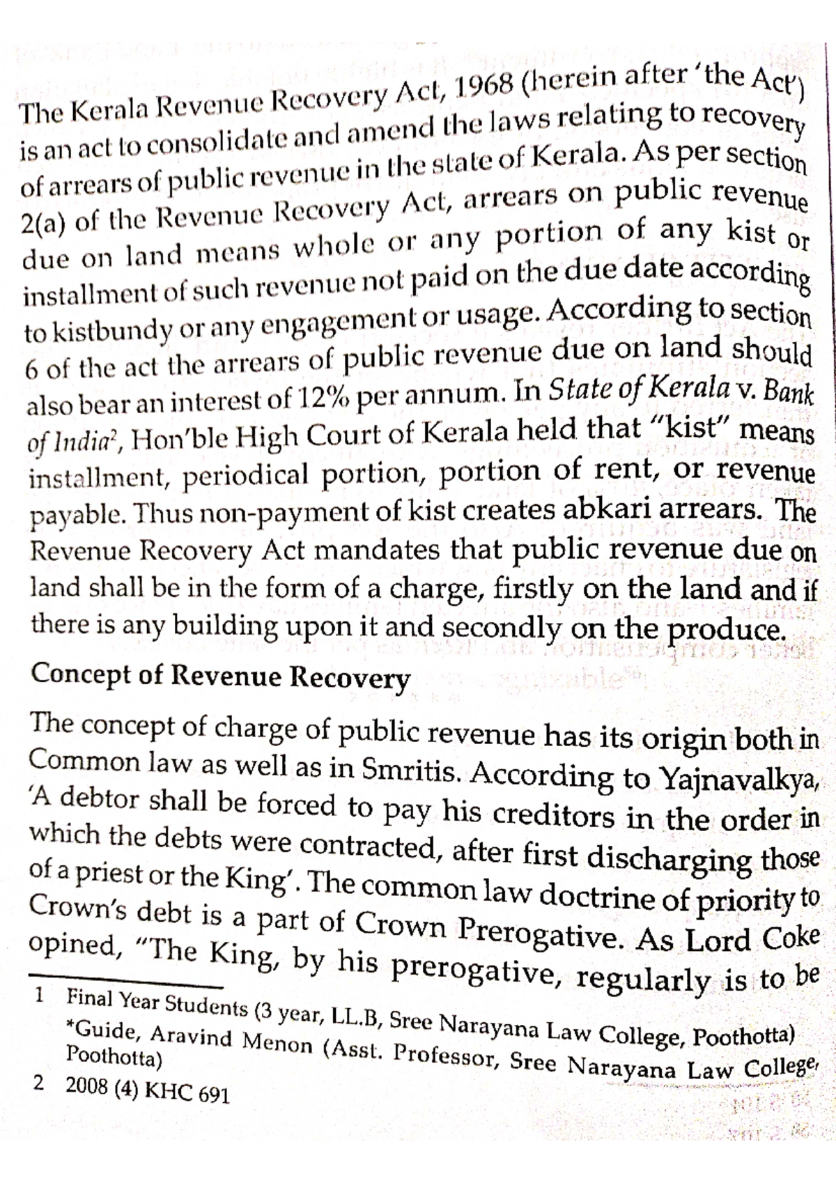Kerala Revenue Recovery Act,1968 - 3 year /5 year LL.B. - Studocu