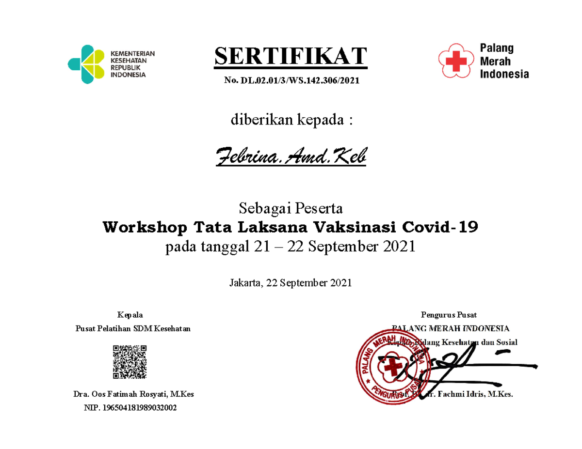 Sertifikat WS PMI Gelombang 1 Bapelkes Semarang-306 - SERTIFIKAT ...