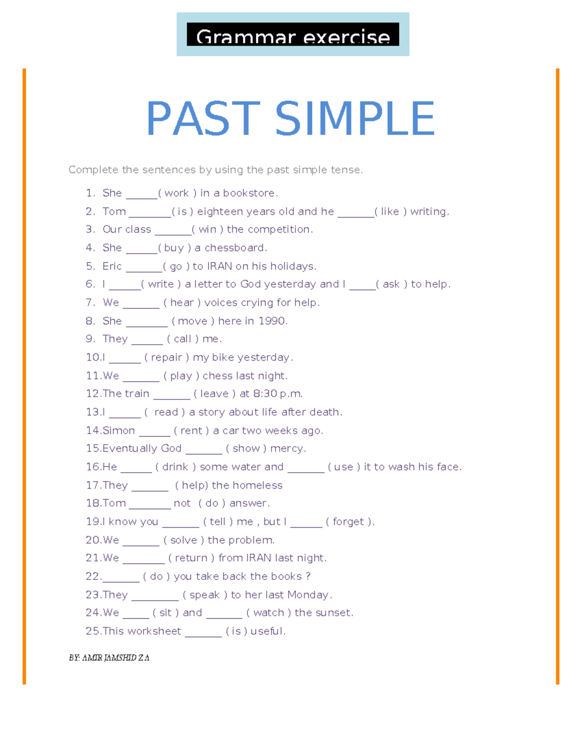 Past-simple-grammar-drills 121778 - PAST SIMPLE Complete the sentences ...