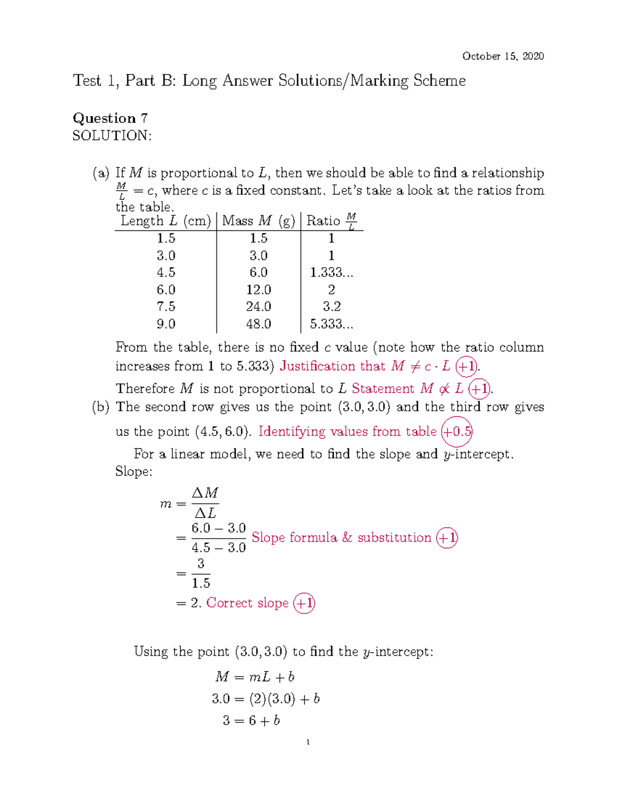 Long Answers for Test 1 - October 15, 2020 Test 1, Part B: Long Answer ...