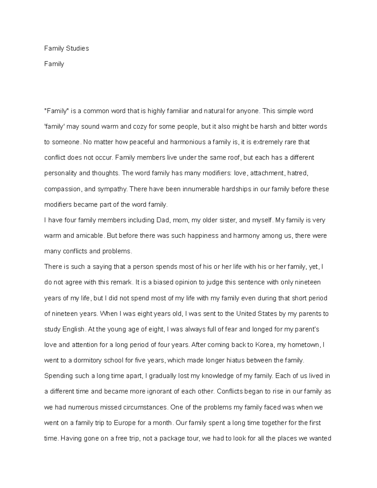 Family Study - essay on how families act relationships of them - Family ...