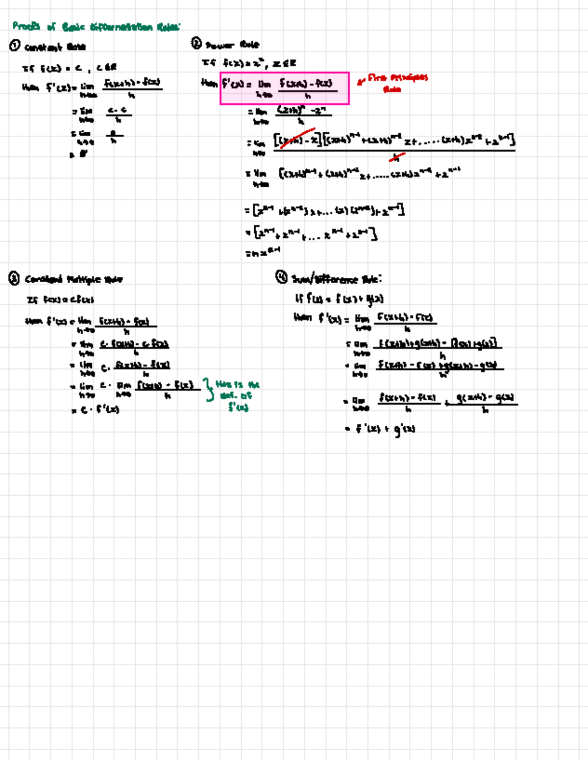 Calc answers - Proofs ofBasic Differnatiation Rules. constant Rule 2 ...