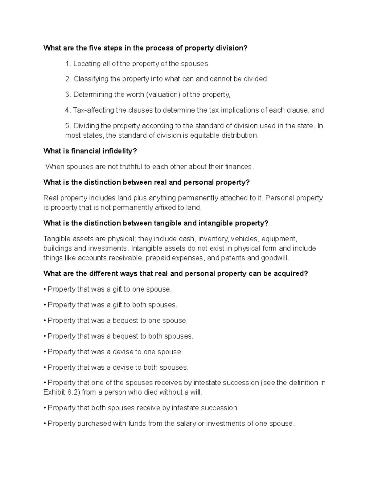 Ch. 8 Property Division Homework - LS 1010 - SLCC - Studocu