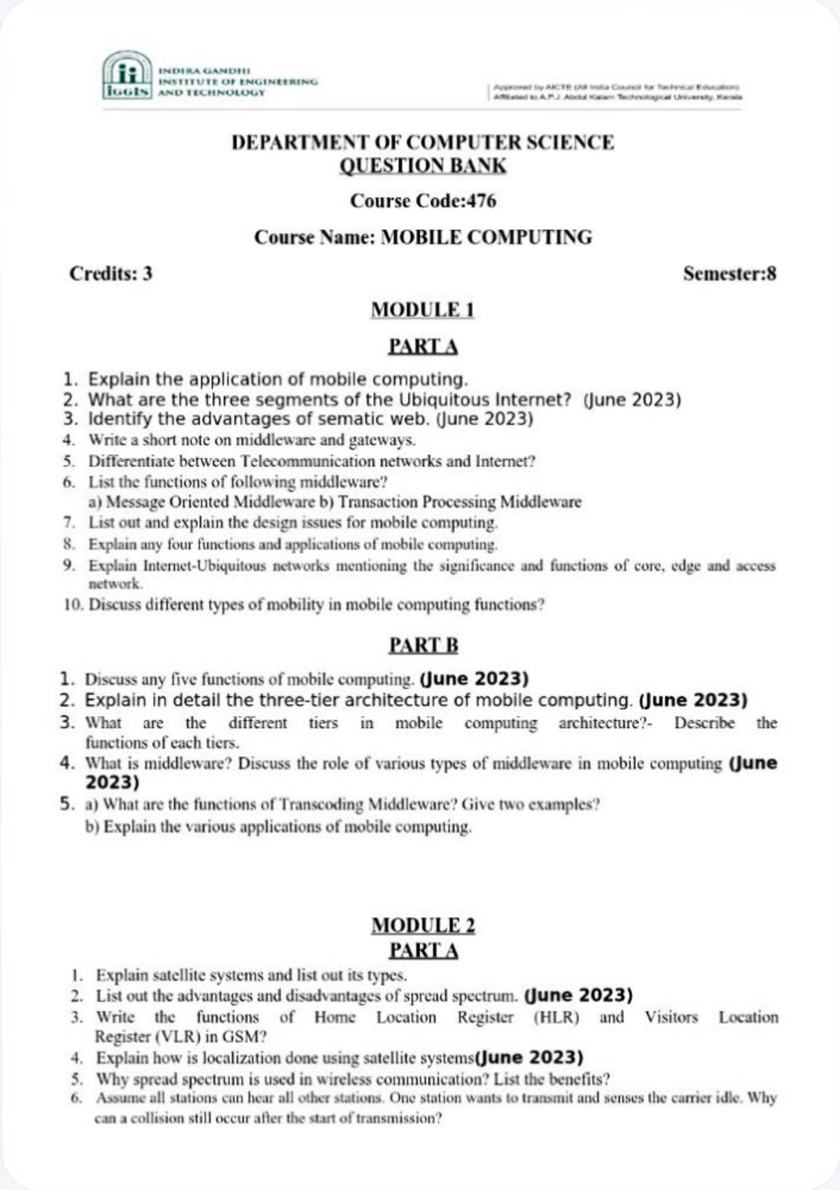 MC - Practice material mobile computing - Mobile Computing - Studocu