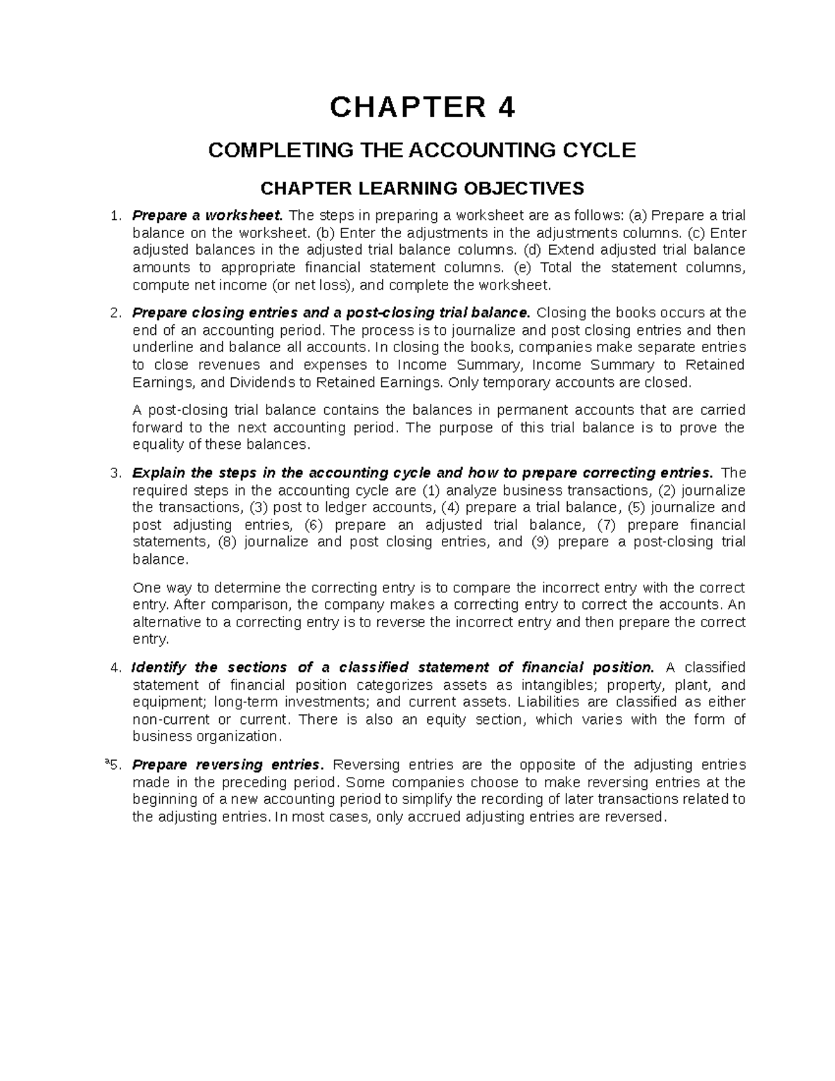 Ch04 - 연습문제 - CHAPTER 4 COMPLETING THE ACCOUNTING CYCLE CHAPTER LEARNING OBJECTIVES Prepare a ...