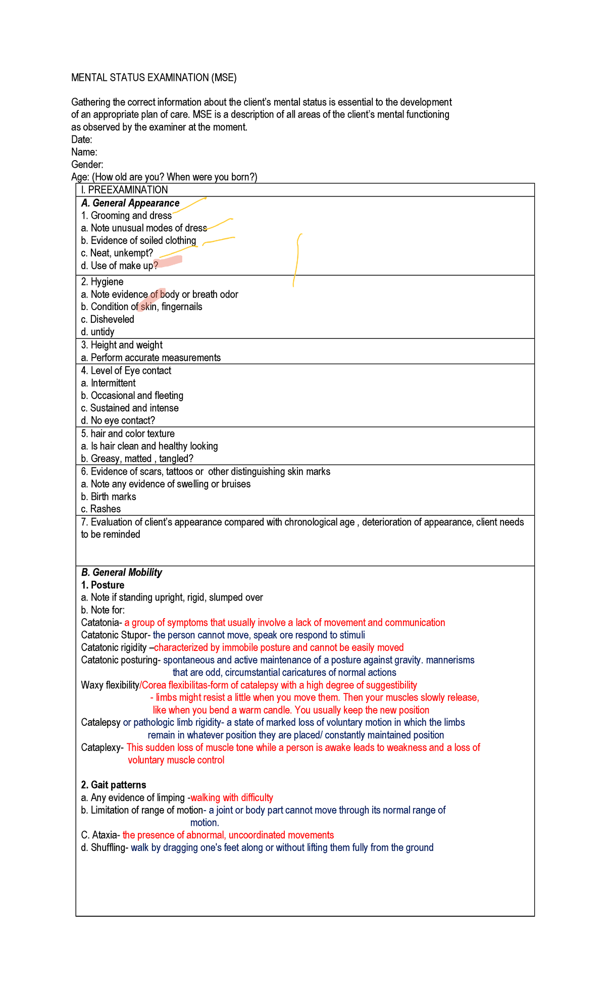 mental status examination - MENTAL STATUS EXAMINATION (MSE) Gathering ...
