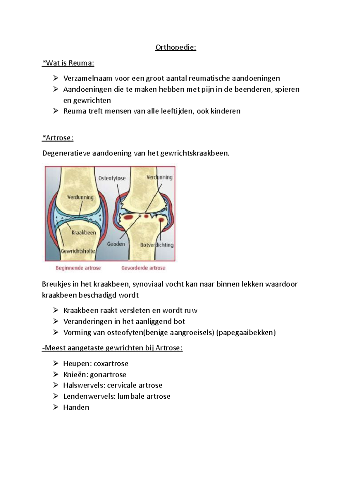Samenvatting Orthopedie Reuma - Orthopedie: *Wat is Reuma: Verzamelnaam ...