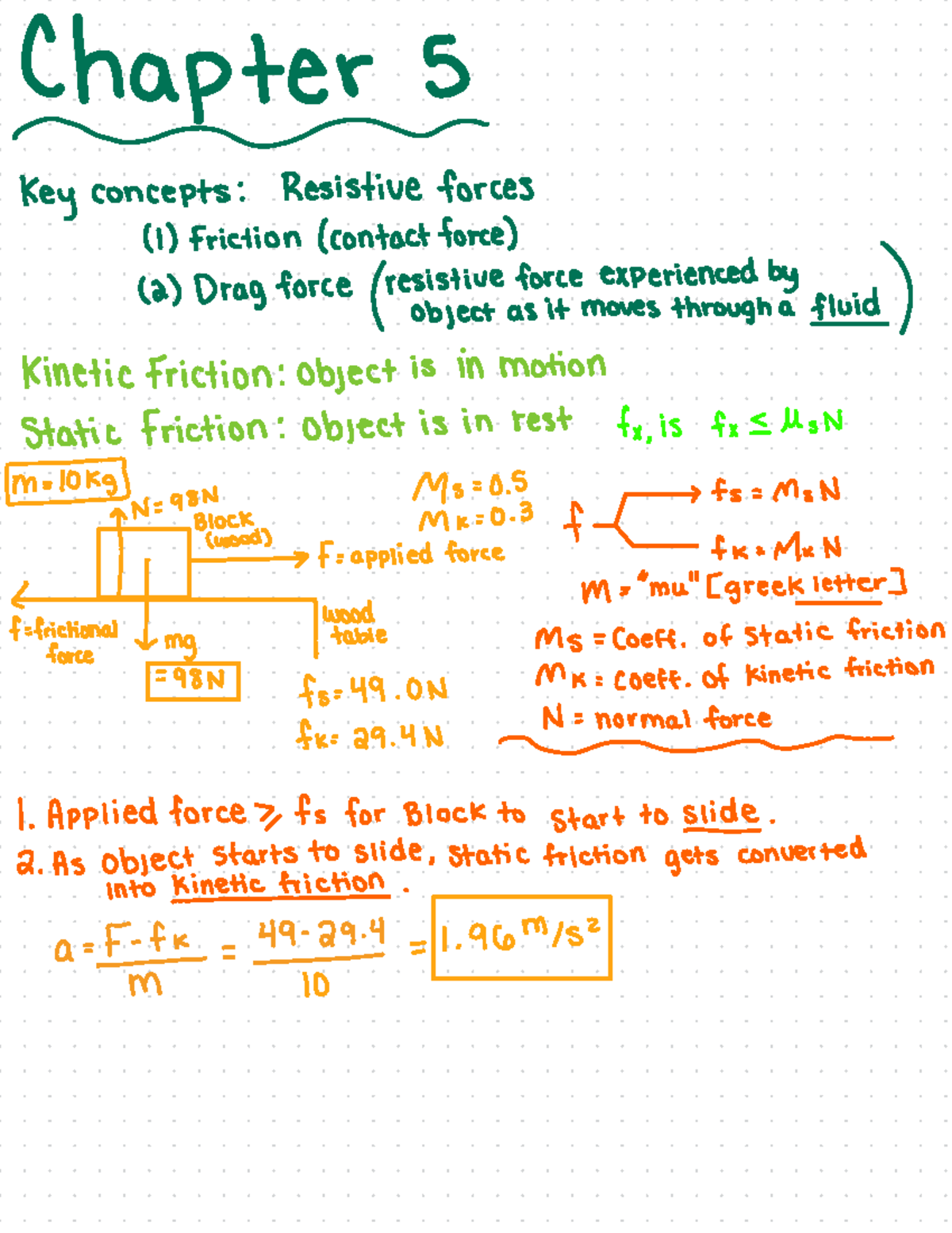 Physics I chapter 5 - Forces - Aus Key concepts : Resistive forces (1 ...