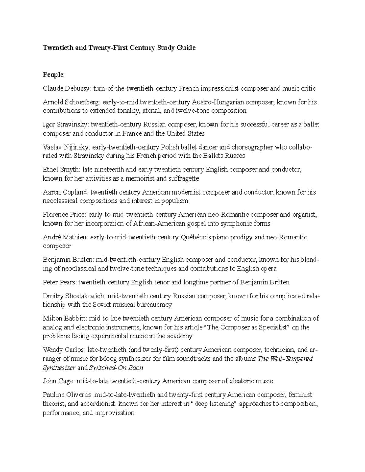 20th century study guide - Twentieth and Twenty-First Century Study ...