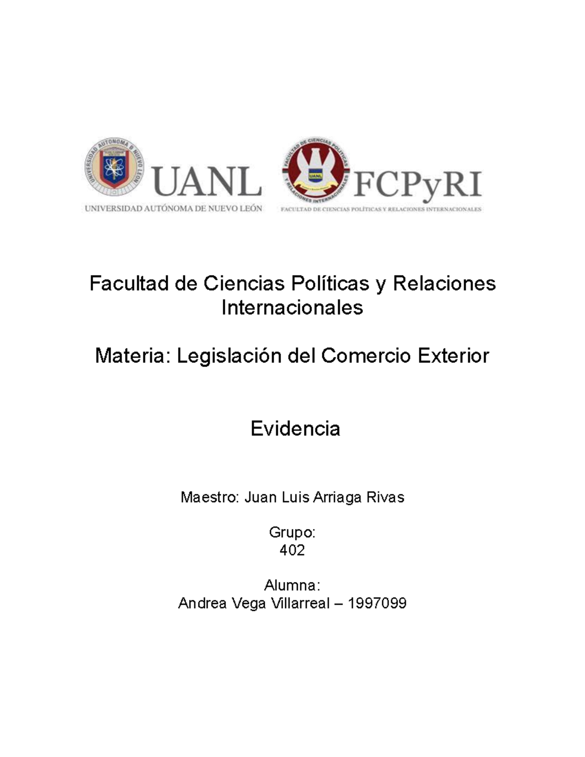 Ev7 LCE AVV - Evidencia de comercio - Facultad de Ciencias Políticas y Relaciones ...