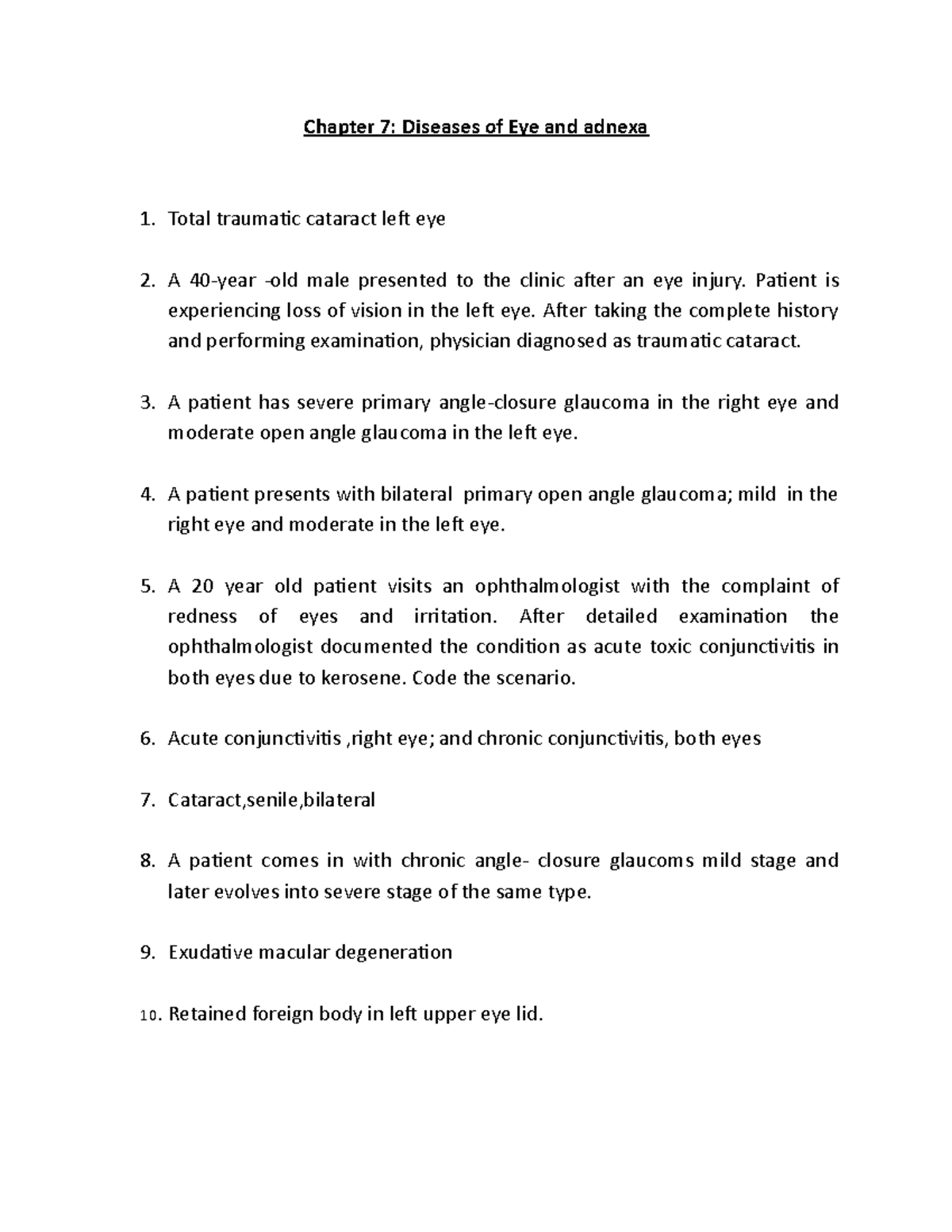 CH 7 Eye - Practice meterial for medical coding - Chapter 7: Diseases ...