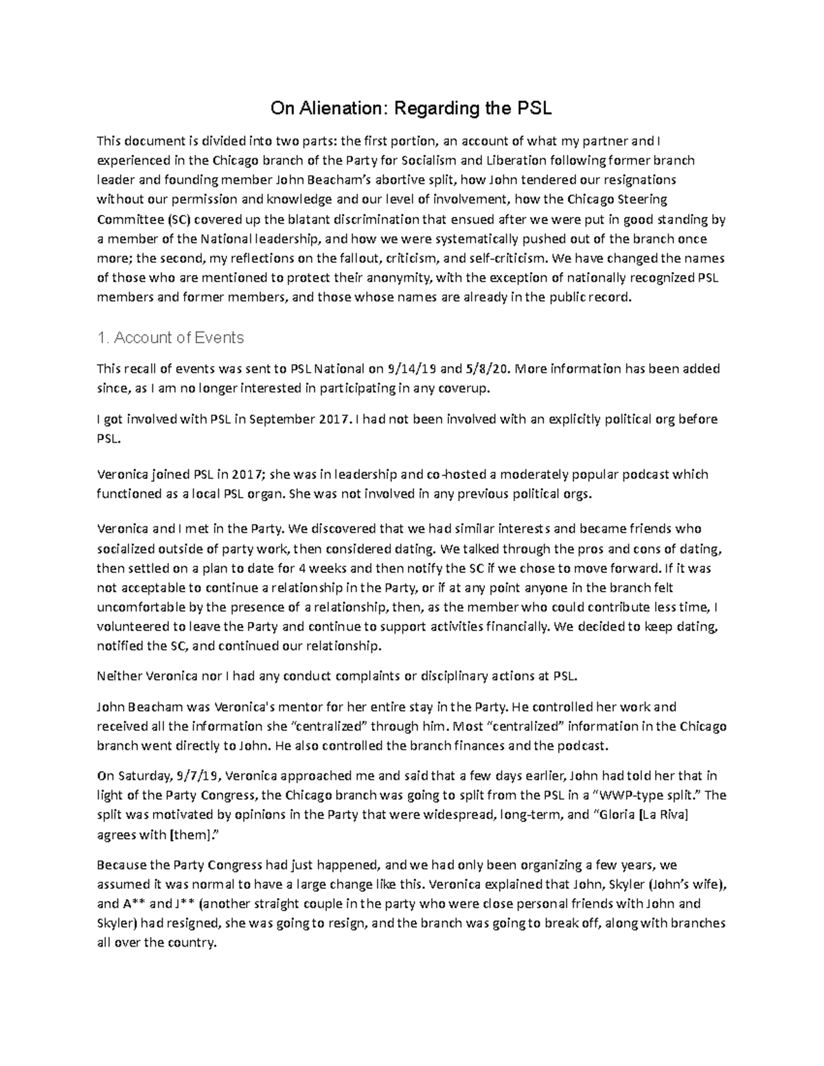 PSL Chicago-On Alienation - On Alienation: Regarding the PSL This ...