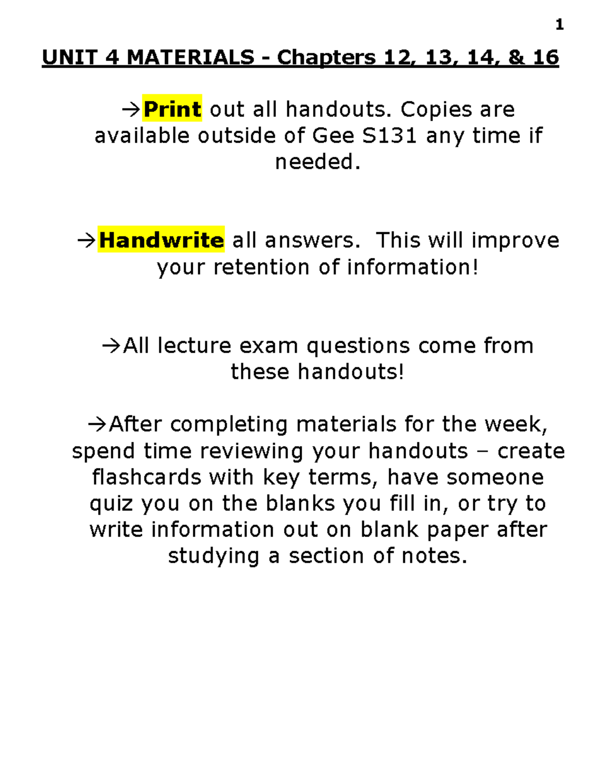Unit 4 - I'm Not sure - UNIT 4 MATERIALS - Chapters 1 2, 13, 14, & 16 ...