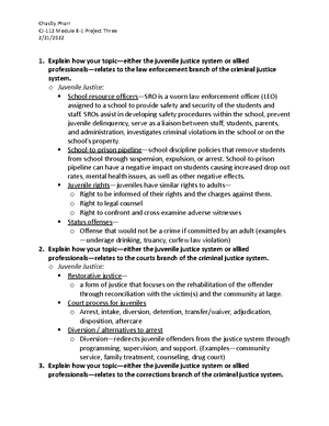 CJ 112 Module 7-2 Project Two - How the Criminal Justice System Works ...