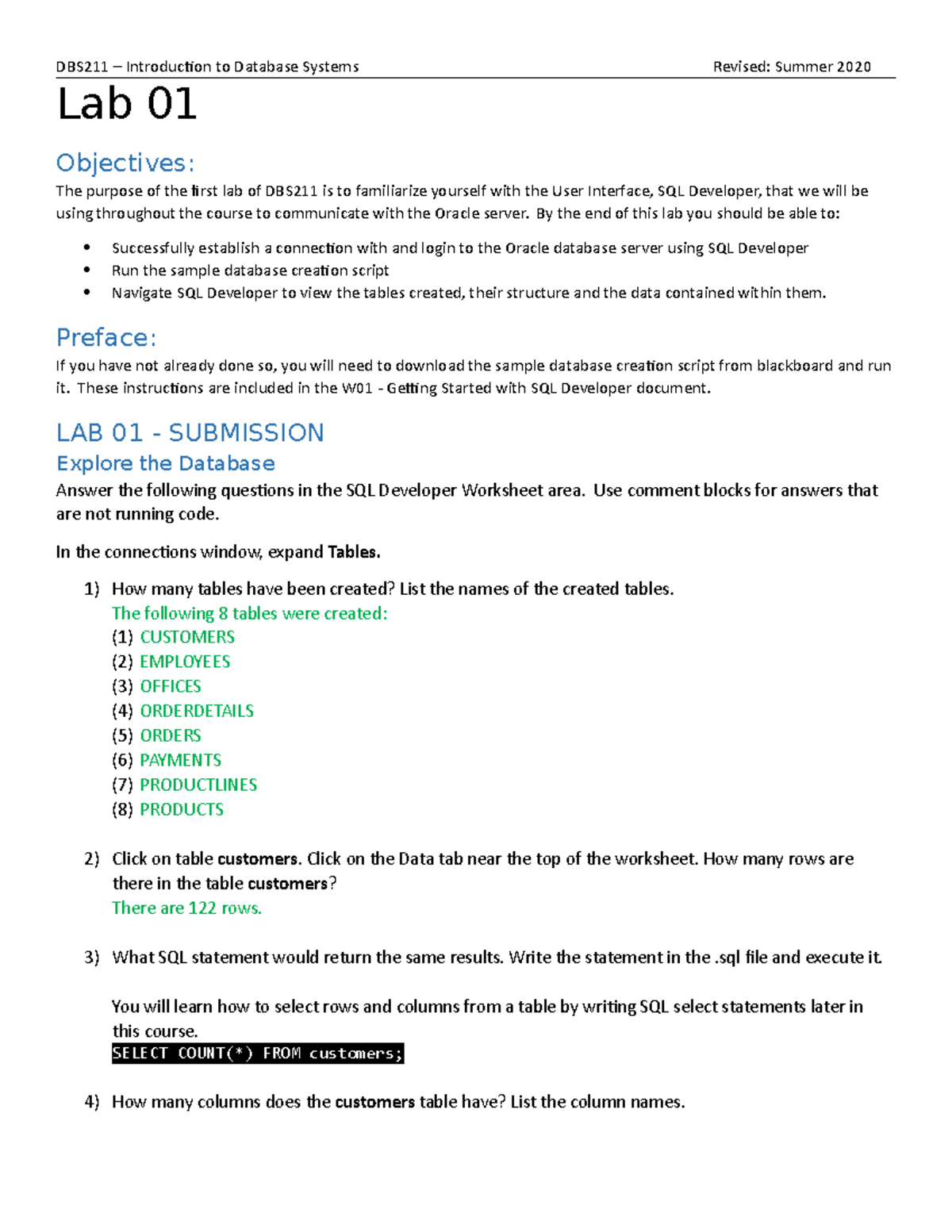 DBS211 Lab01 Intro - DBS211 - Seneca College - Studocu