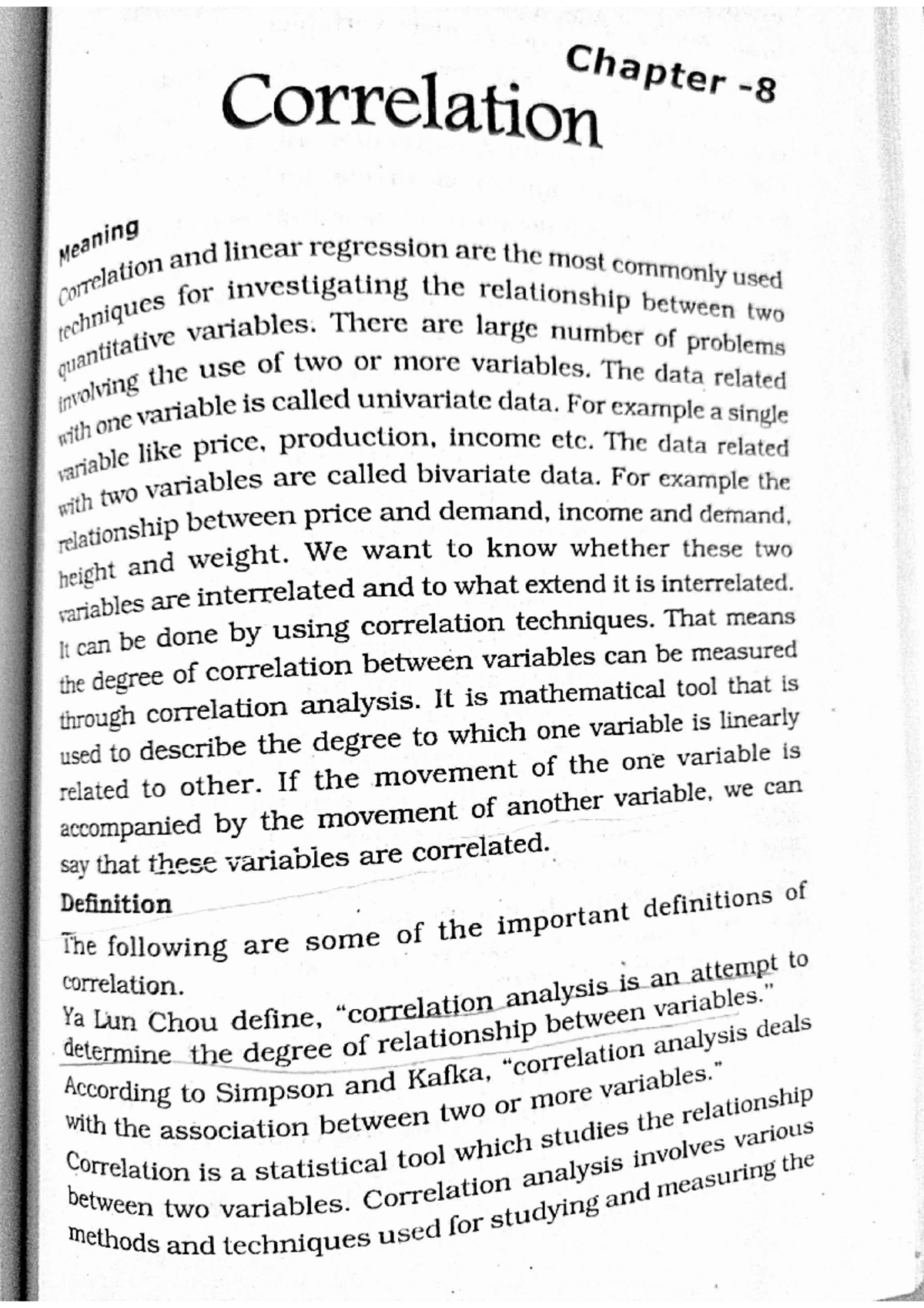 Correlation notes - M.Com - Studocu