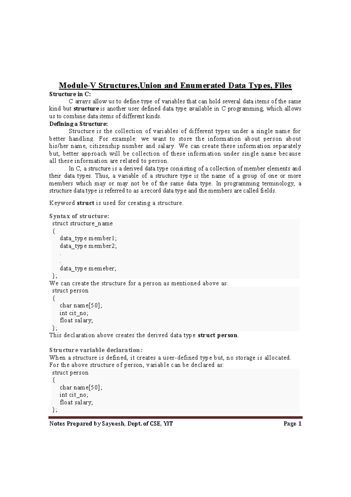 Screenshot 2024-06-25 at 9.47.36 PM - Module-V Structures,Union and Enumerated Data Types, Files ...