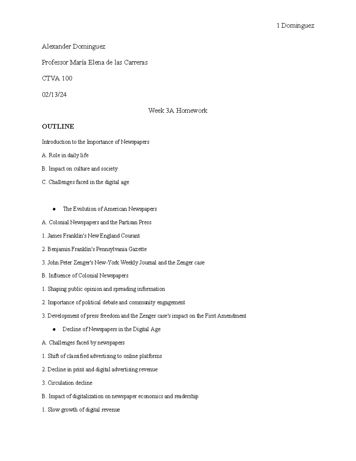 Week 3A - Google Docs - 1 Dominguez Alexander Dominguez Professor María ...